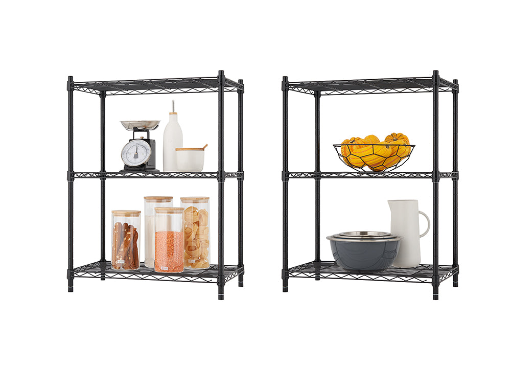 TRINITY 3-Tier | 23x13x30 | Modular Wire Shelving | NSF | 2-Pack | Bla ...