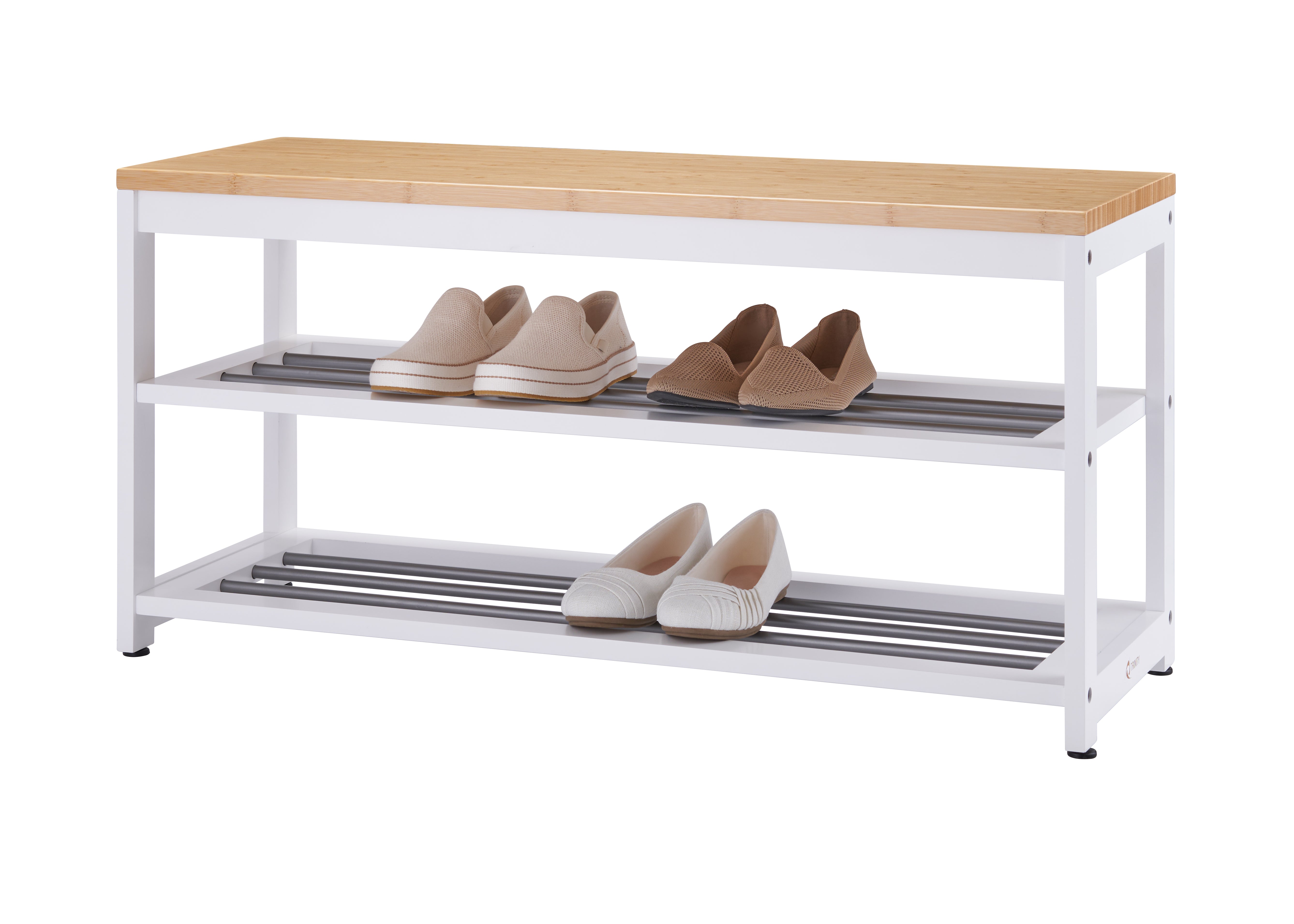 TRINITY EcoStorage® | 3-Tier Bamboo & Metal Shoe Rack | White – TRINITY ...