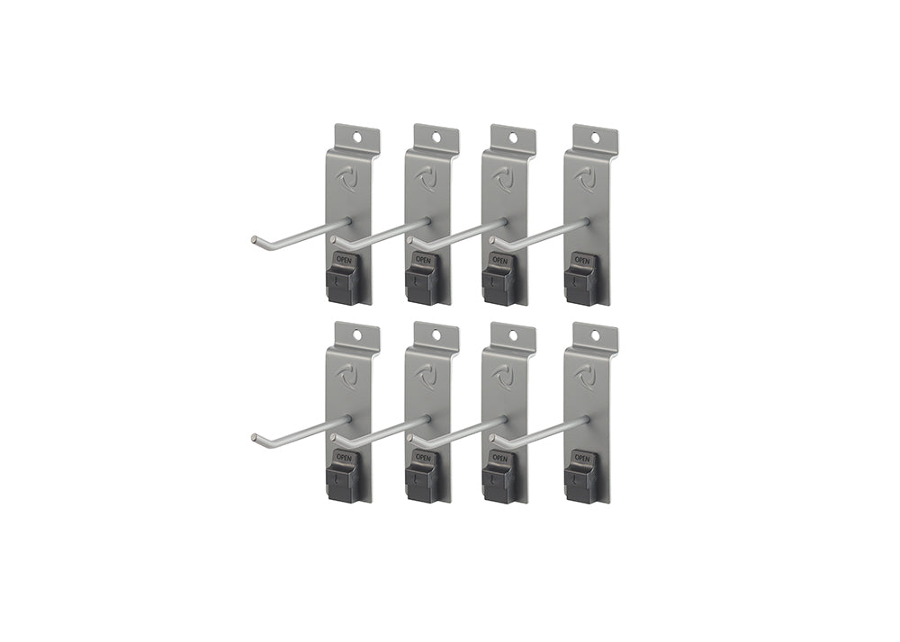 TRINITY | 4" Single Hook for Slatwall | w/ Spring Lock | 8-Pack | Gray ...