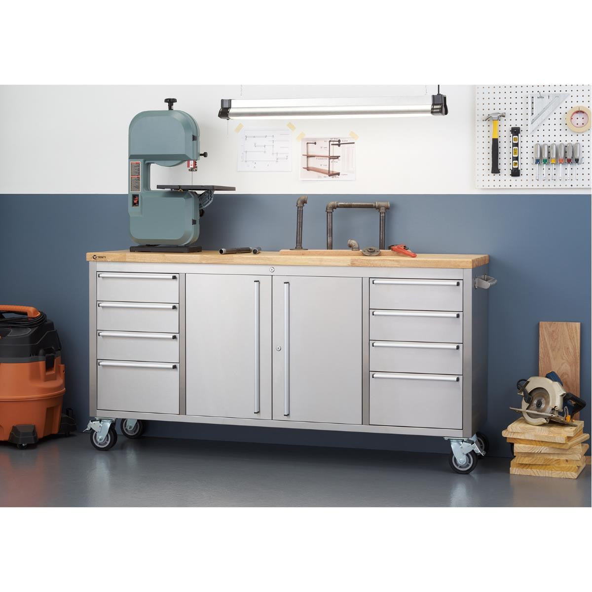 TRINITY 72x19 Stainless Steel Rolling Workbench – TRINITY International ...