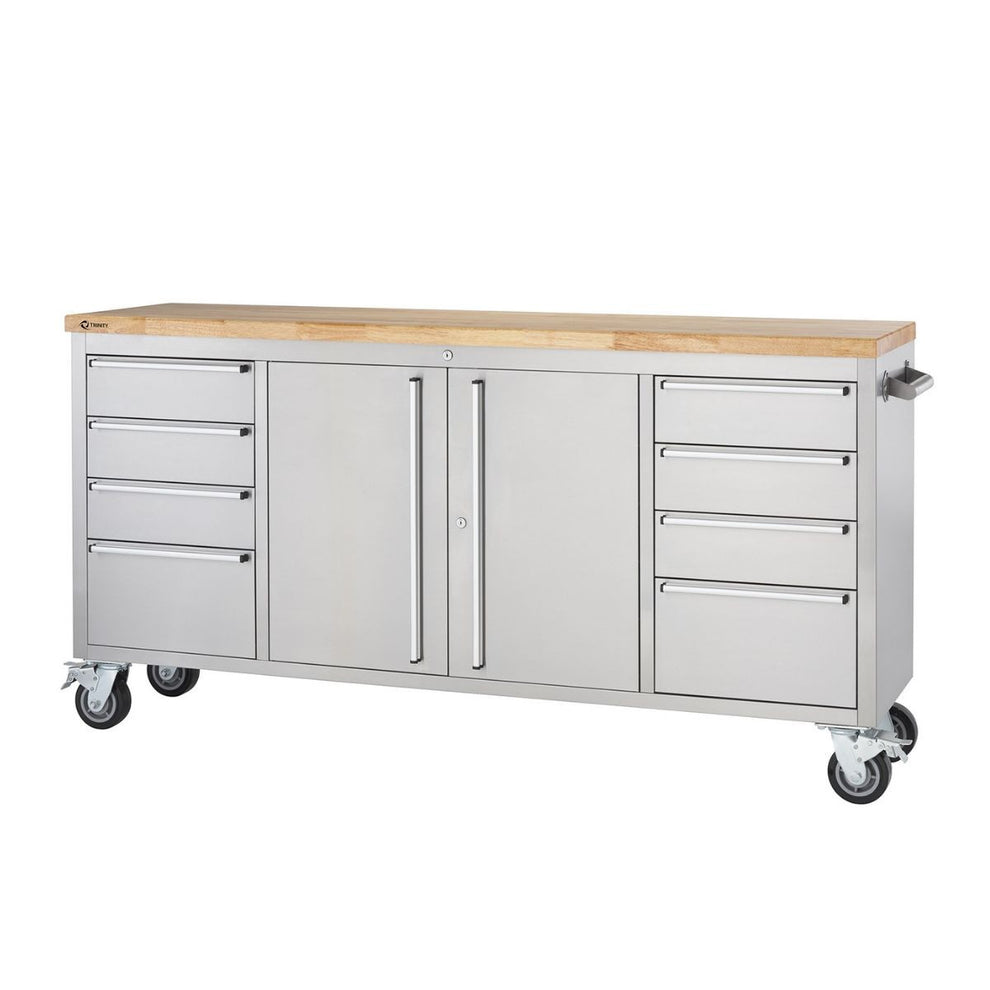 TRINITY 72x19 Stainless Steel Rolling Workbench – TRINITY International ...
